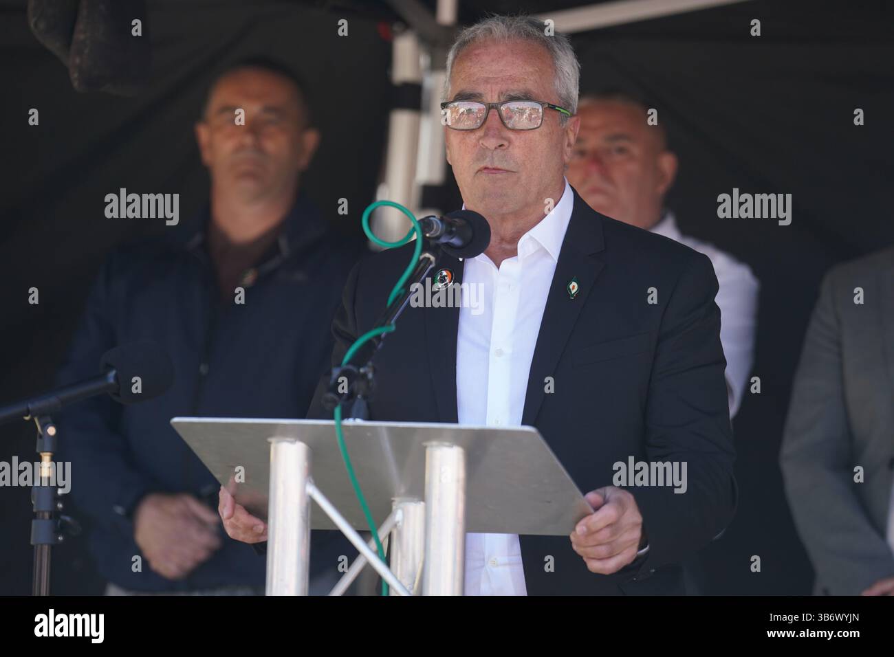 Sinn Fein MLA Pat Sheehan speaking at the unveiling of the first Bobby ...