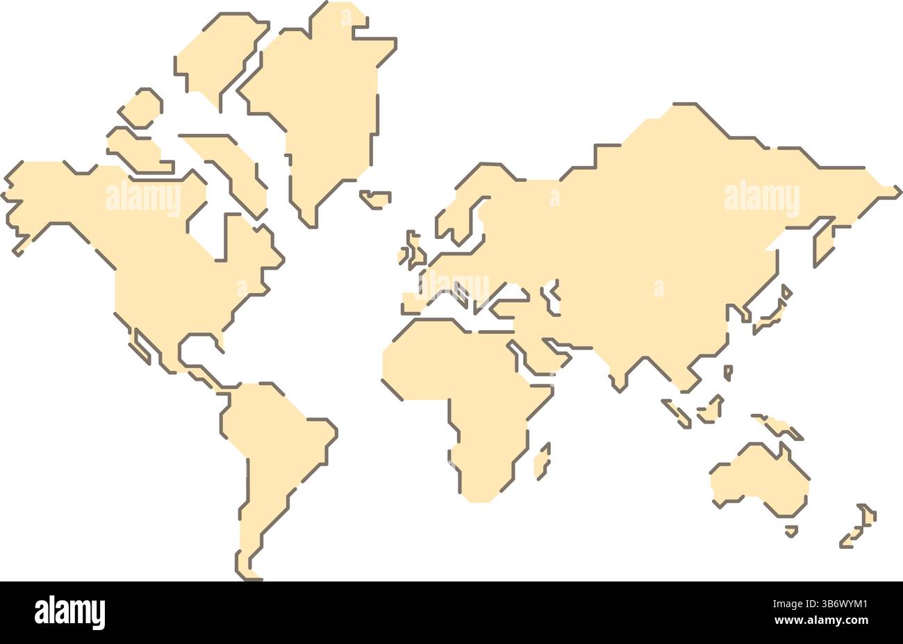 Simplified vector illustration of world map in pastel color. World map ...