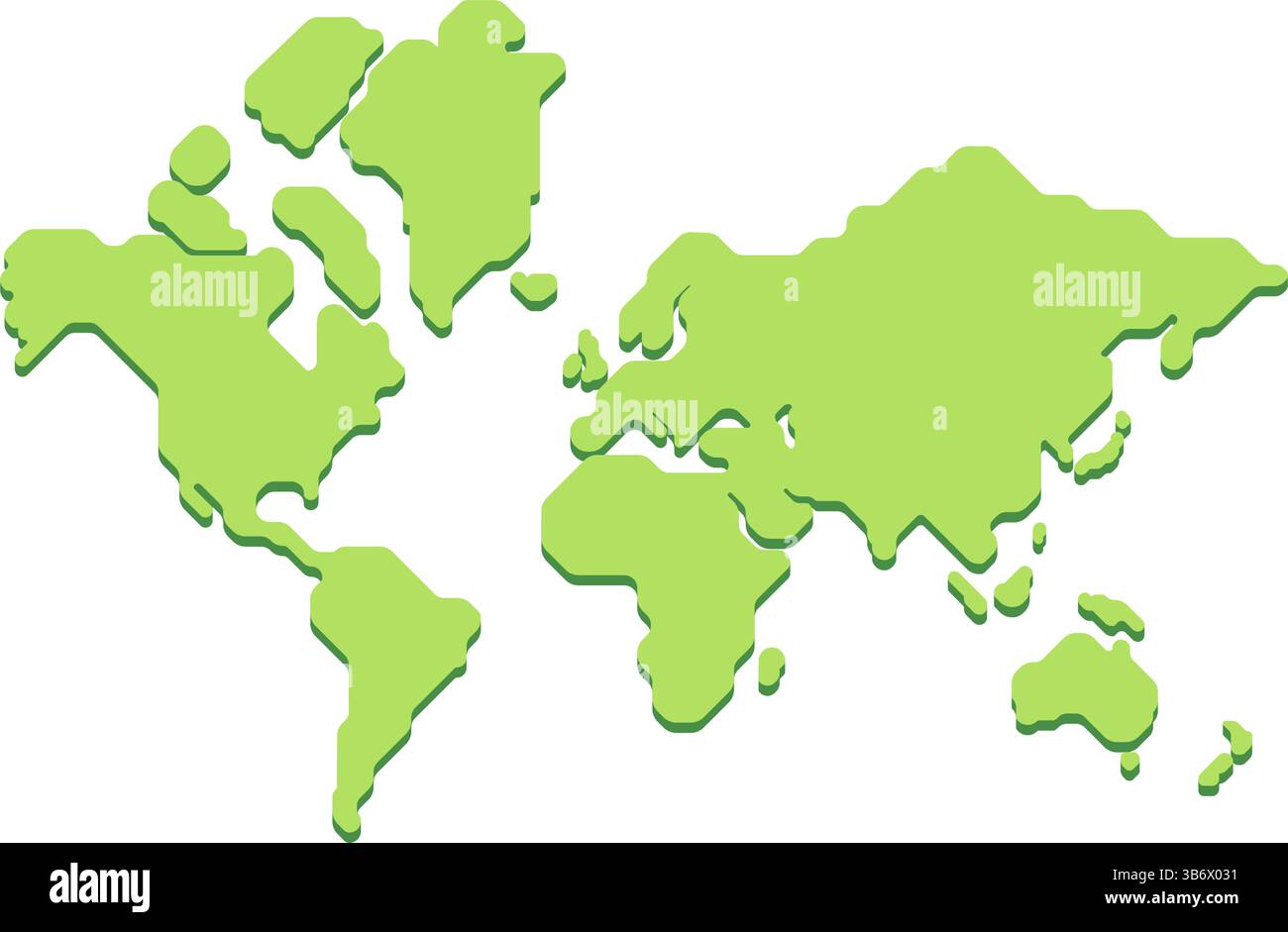Simplified vector illustration of isometric world map. World map in ...