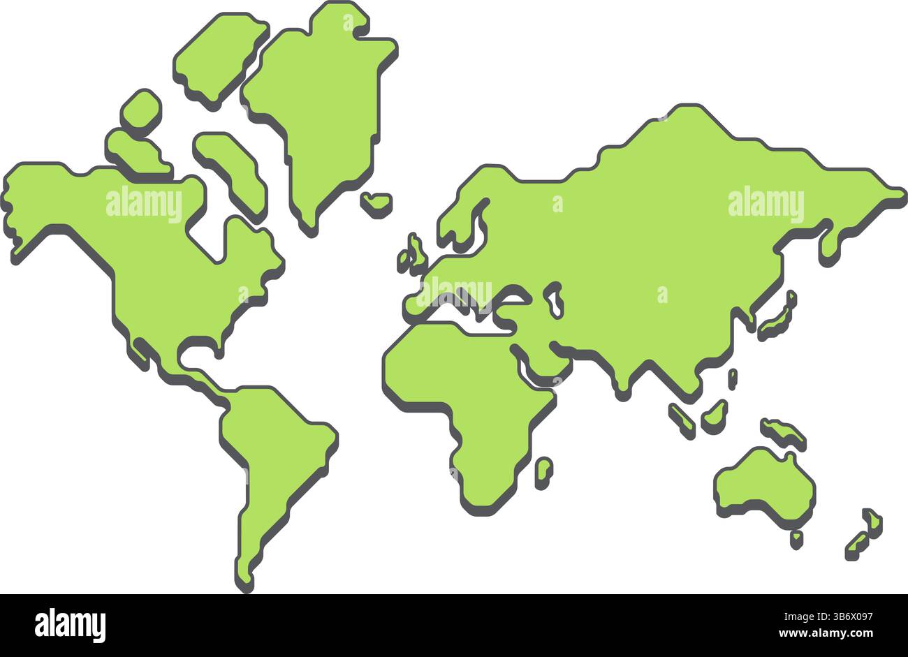 Simplified vector illustration of isometric world map. World map in ...