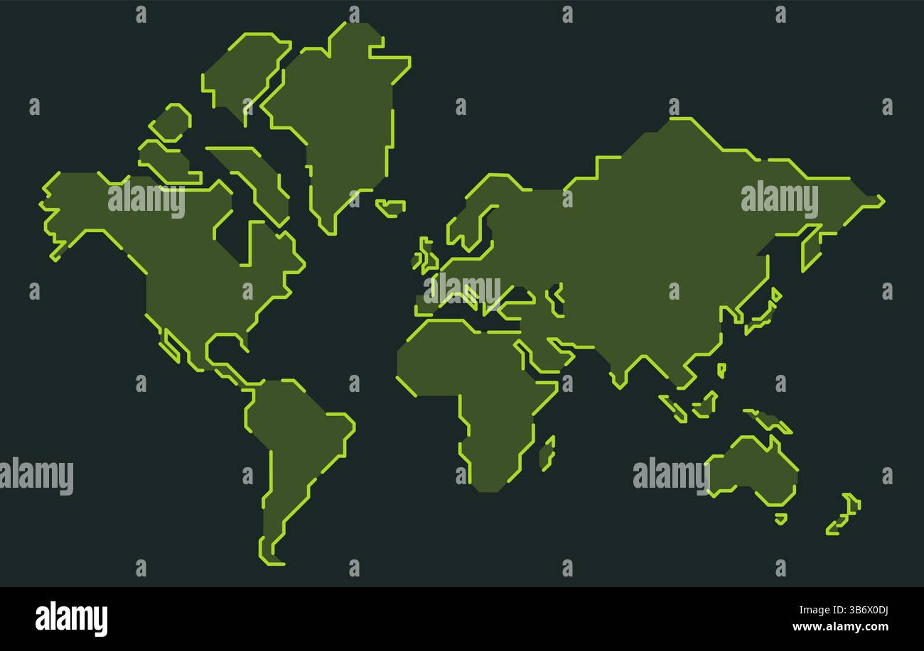 World map vector illustration for dark background. World map in modern ...