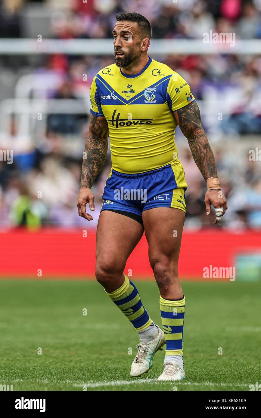 Newcastle, UK. 04th May, 2025. Paul Vaughan of Warrington Wolves during ...