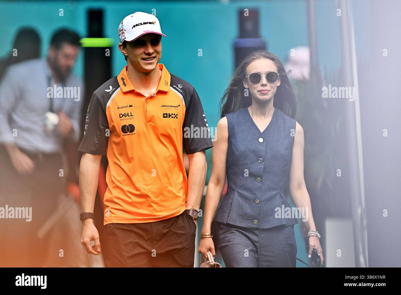 Miami, USA. 04th May, 2025. (L to R): Oscar Piastri (AUS) McLaren with ...