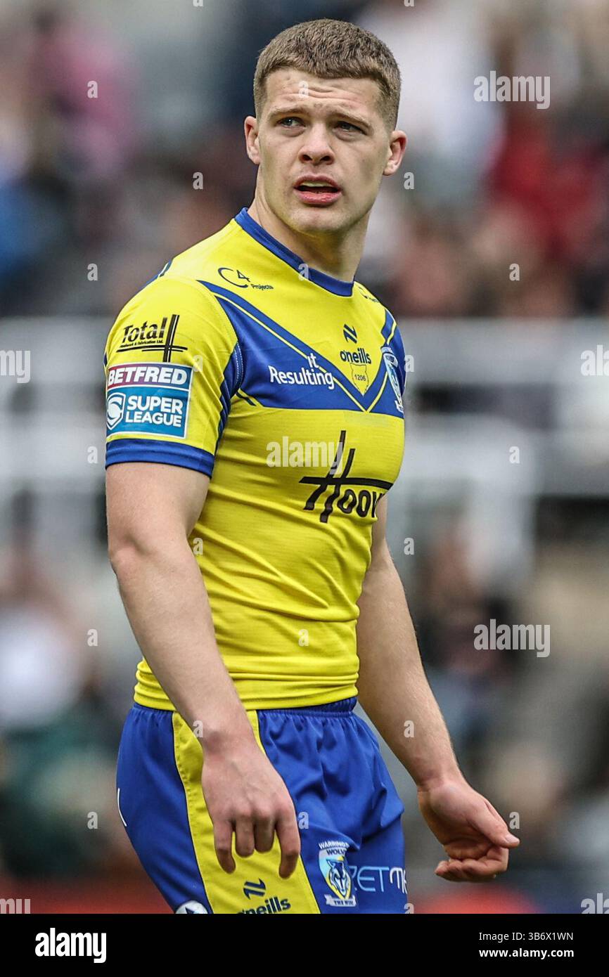 Newcastle, UK. 04th May, 2025. Jake Thewlis of Warrington Wolves during ...