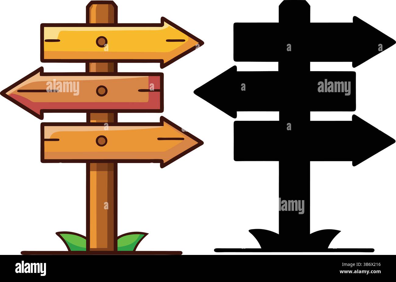 Simple Wooden Signpost with Three Arrows Pointing Different Directions Stock Vector Image & Art ...