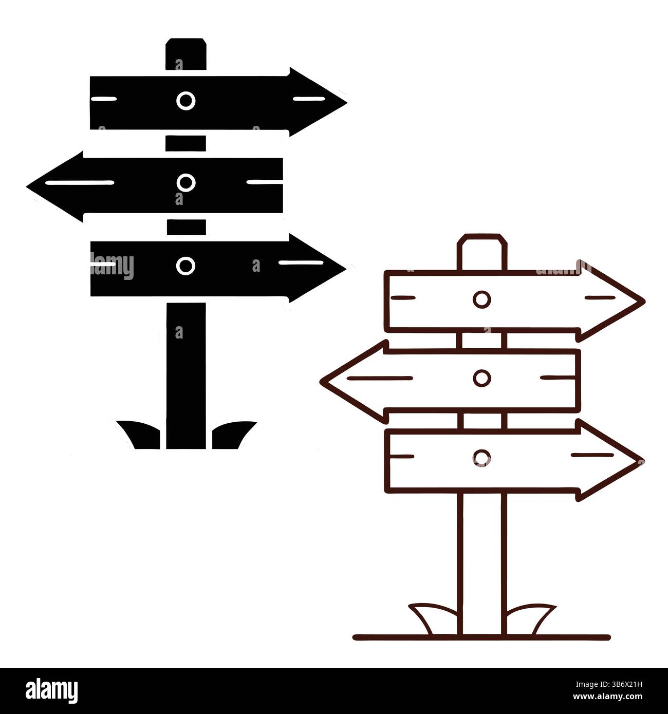 Simple Wooden Signpost with Three Arrows Pointing Different Directions Stock Vector Image & Art ...