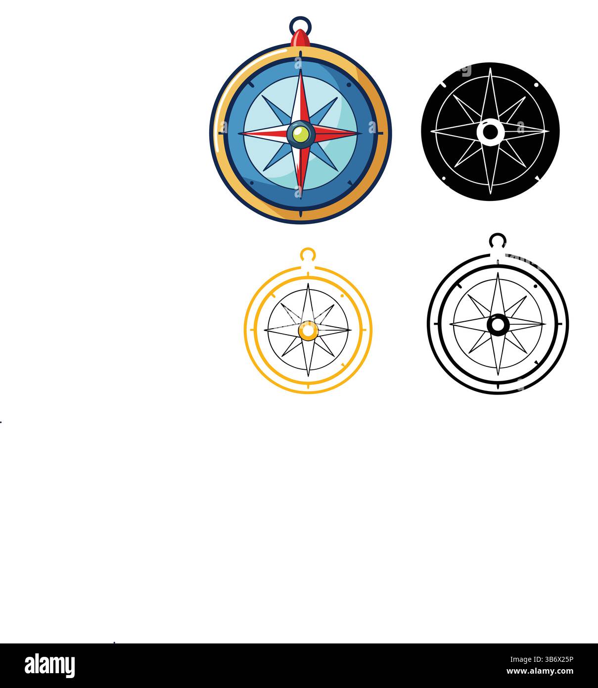 Cartoon Compass Rose Illustrations in Various Styles Stock Vector Image ...