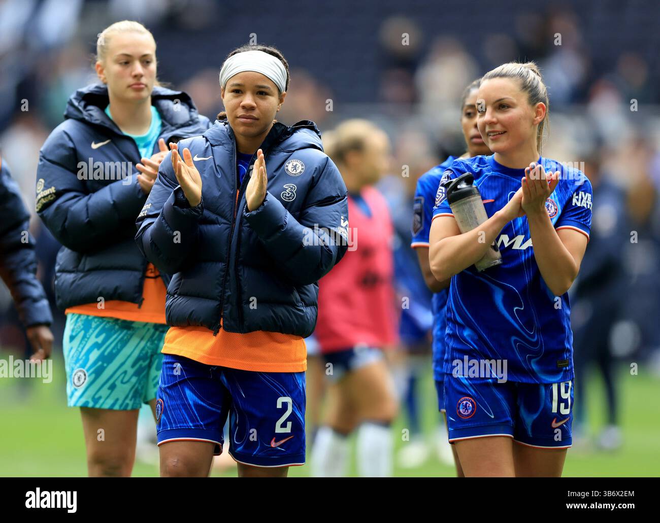 Chelsea's Mia Fishel (left) and Johanna Rytting Kaneryd applaud the ...
