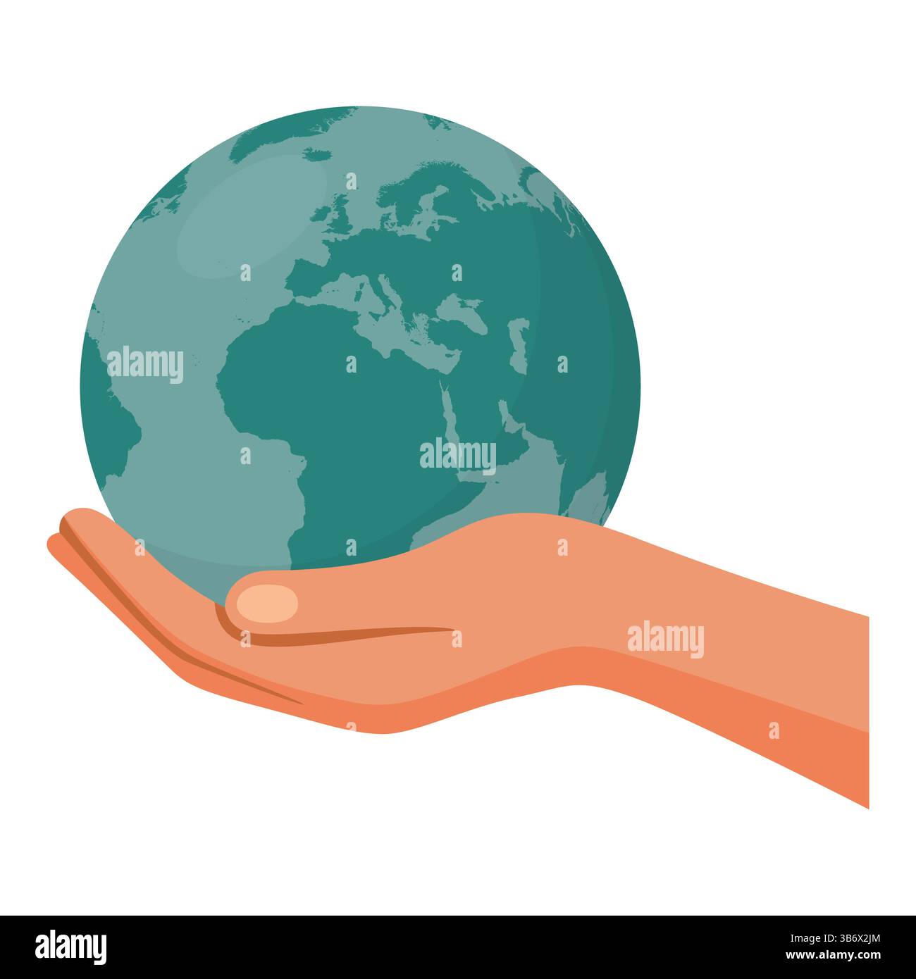 Vector Hand Holding Globe Icon, Isolated. Flat Cartoon Earth in Palm ...