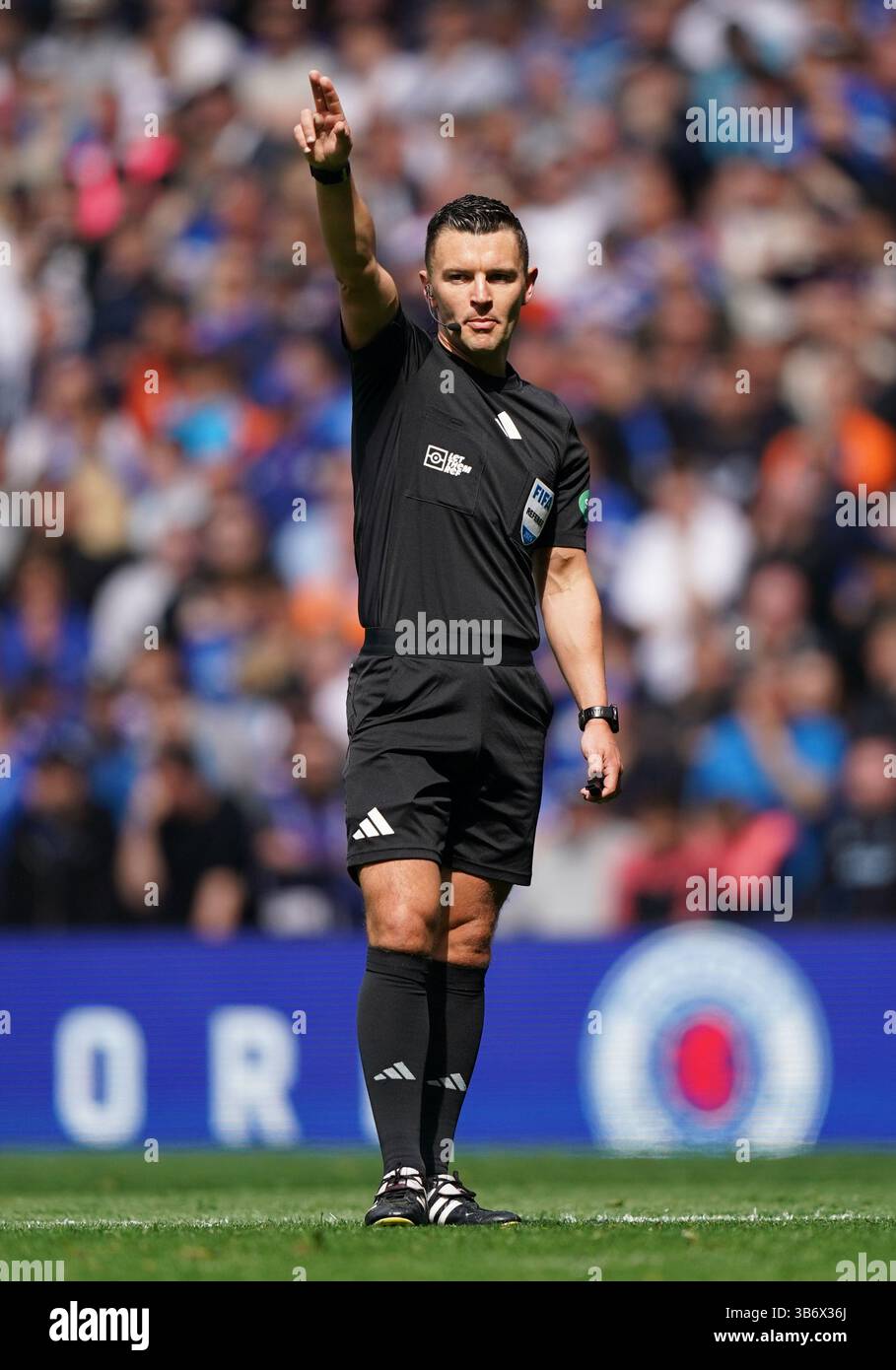 Referee Nick Walsh during the William Hill Premiership match at Ibrox ...