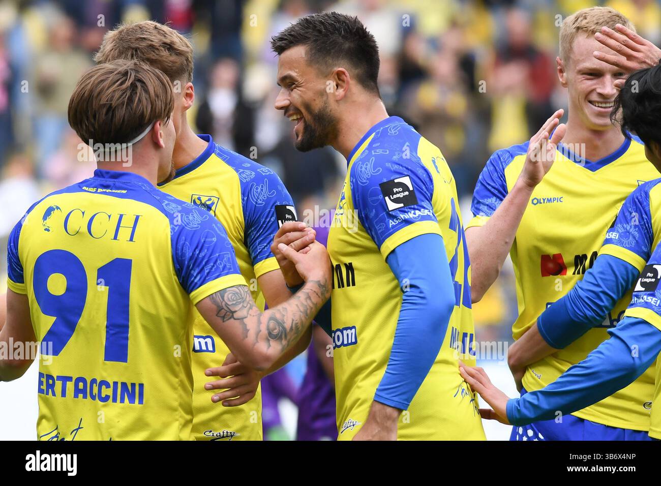 Sint Truiden, Belgium. 04th May, 2025. STVV's Adriano Bertaccini ...