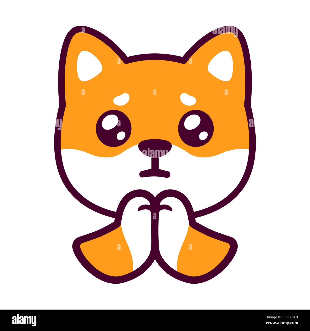 Cute cartoon pleading Shiba Inu face drawing. Funny dog looking up with ...
