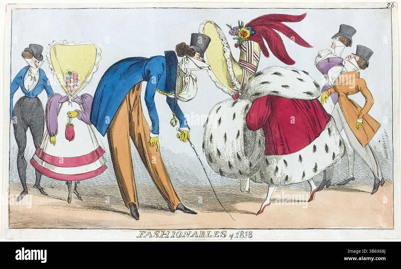 hand coloured etching Fashionables of 1818, by George Cruikshank art ...