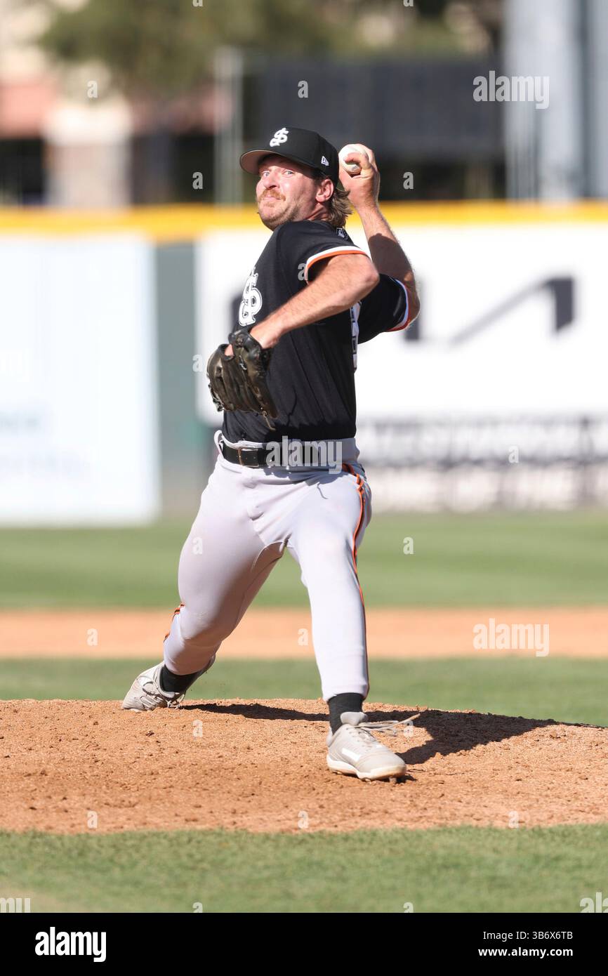 Cameron Pferrer (34) of the San Jose Giants pitches against the Rancho ...
