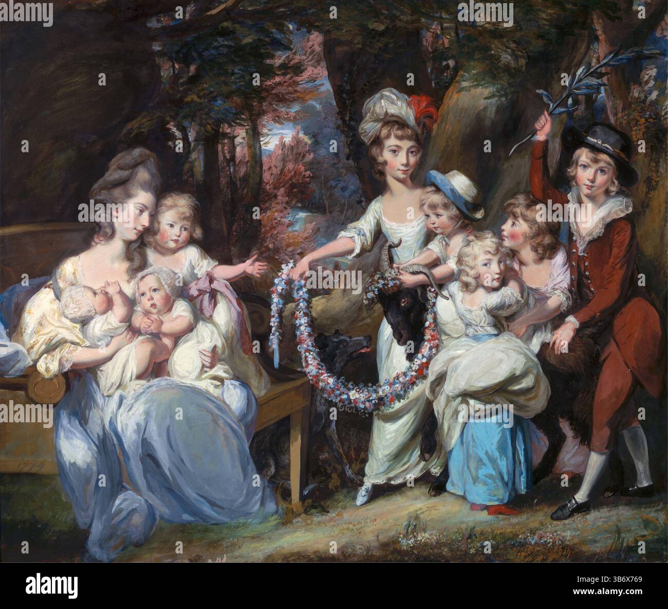 A family portrait painting of Mrs Justinian Casamajor and eight of her ...