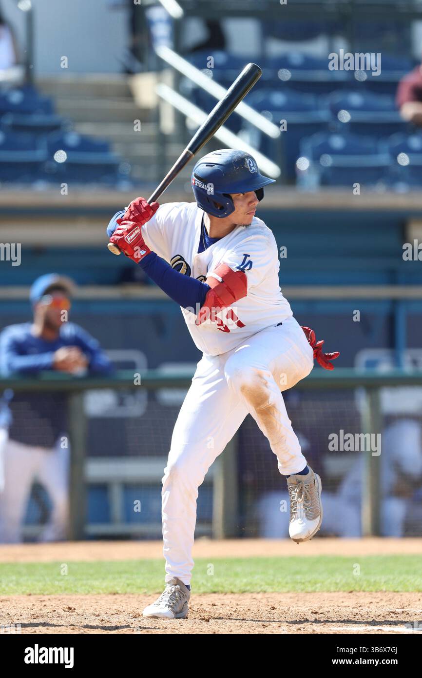 Raynerd Ortega (31) of the Rancho Cucamonga Quakes bats against the San ...