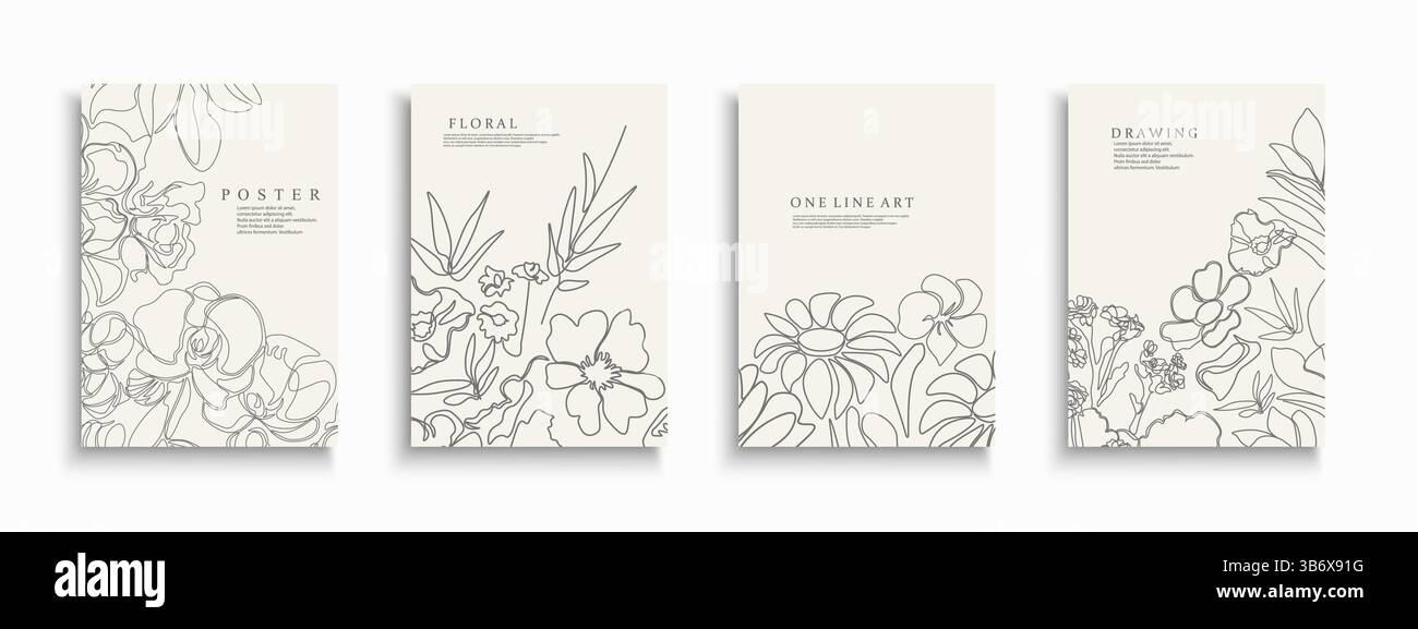 Collection of drawing floral covers, templates, placards, brochures ...