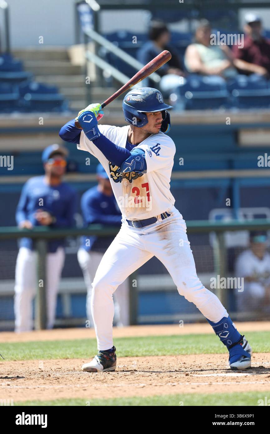 Jose Meza (27) of the Rancho Cucamonga Quakes bats against the San Jose ...