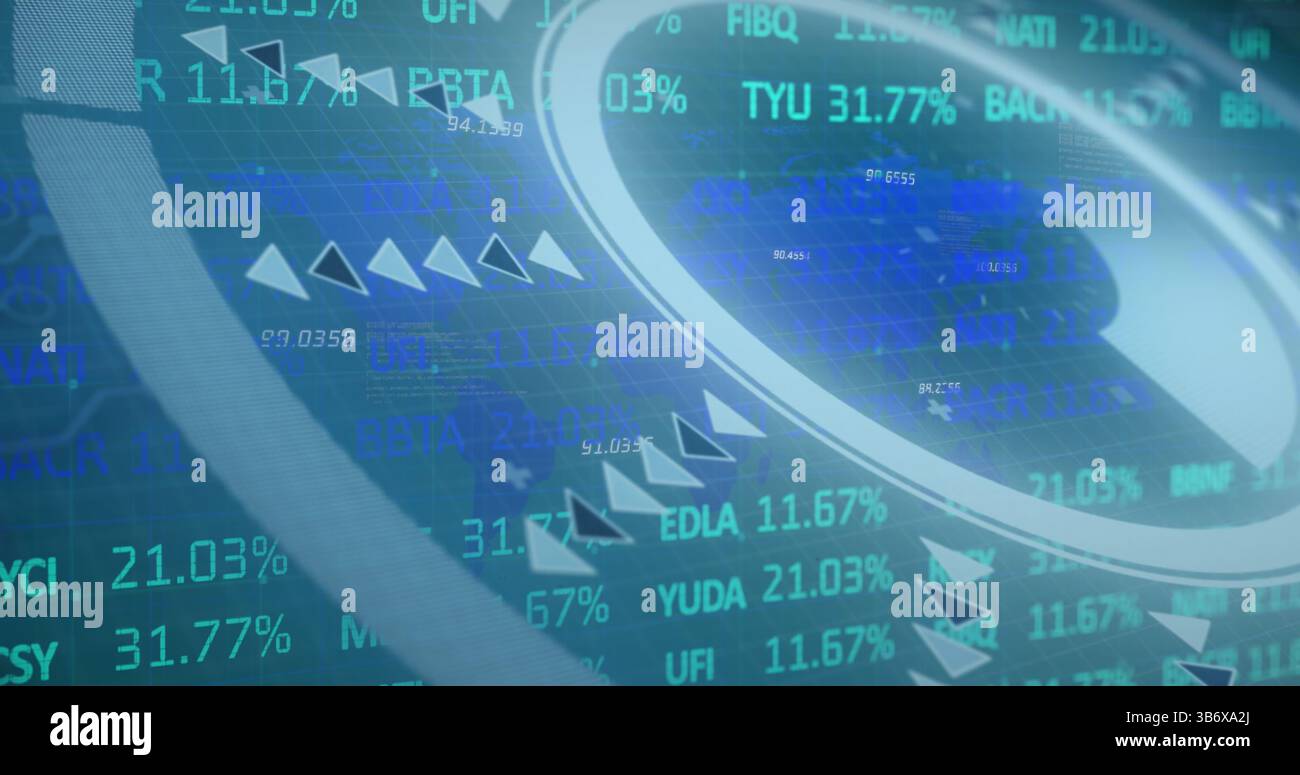 Image of scope scanning and data processing over grid Stock Photo - Alamy