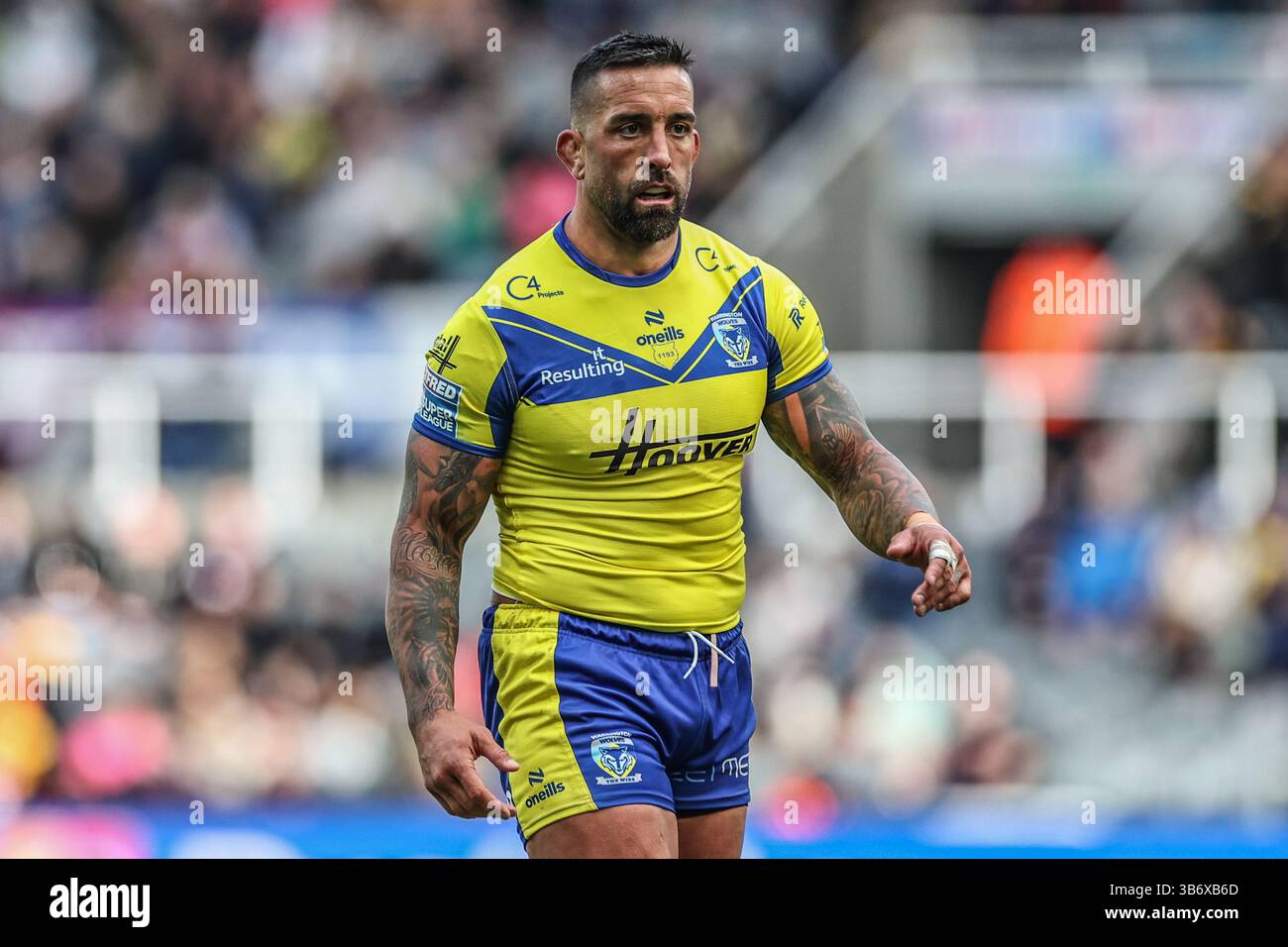 Newcastle, UK. 04th May, 2025. Paul Vaughan of Warrington Wolves during ...