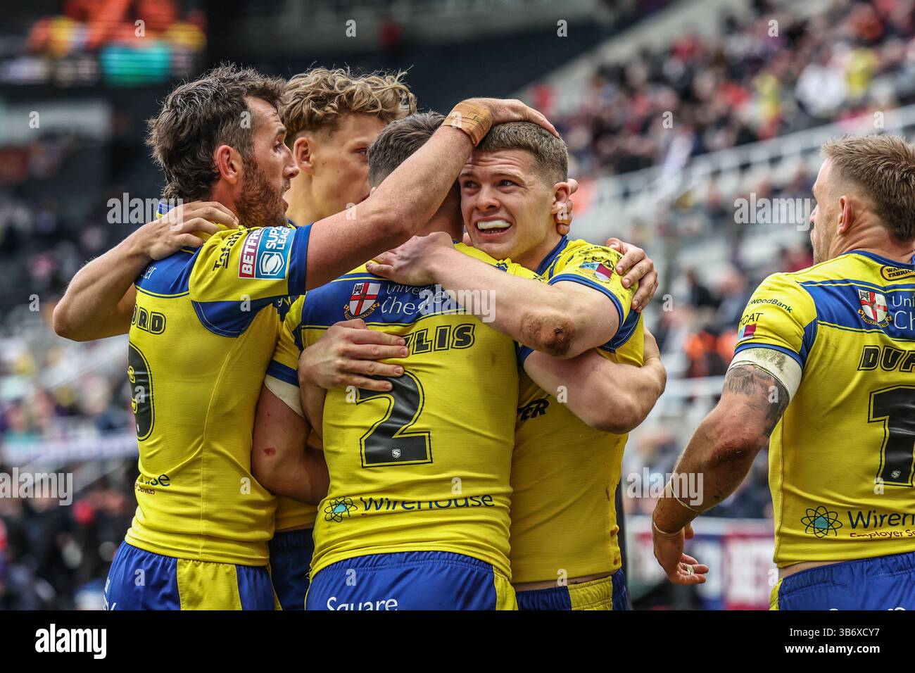 Newcastle, UK. 04th May, 2025. Jake Thewlis of Warrington Wolves ...