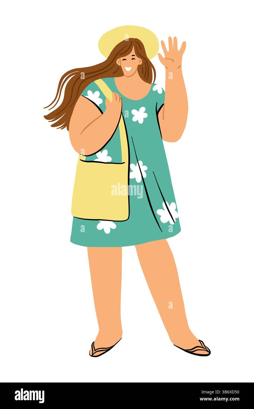 Hello friendly happy woman Stock Vector Images - Alamy