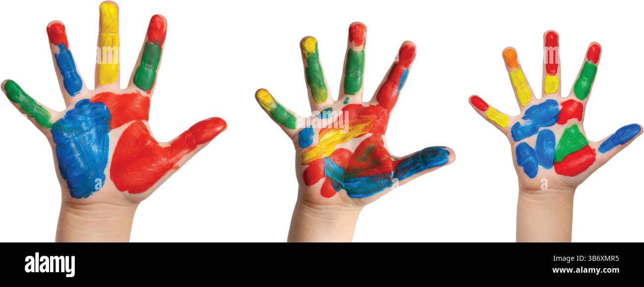 Colorful hands reaching upwards in vibrant patterns. Symbolizing unity ...