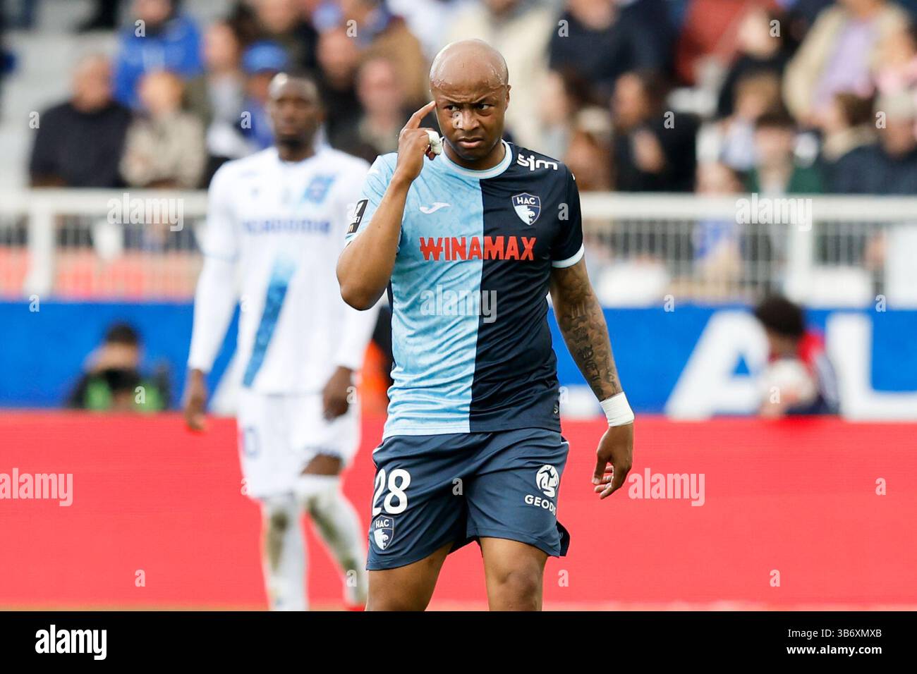 France. 04th May, 2025. 28 Andre AYEW (hac) during the Ligue 1 MCDonald ...