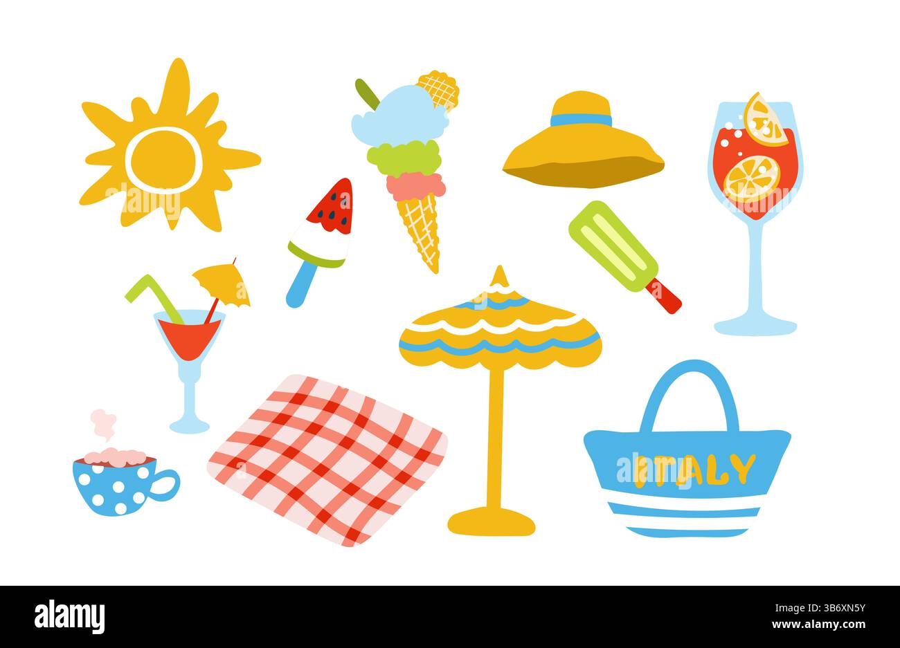 Summer essentials beach Cut Out Stock Images & Pictures - Alamy
