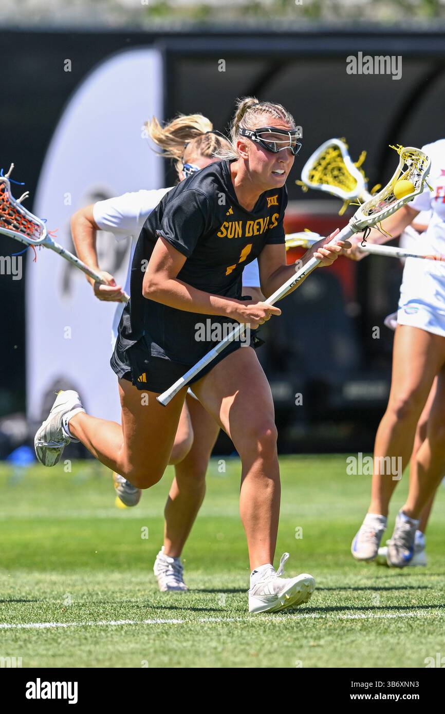 May 03, 2025: Arizona State midfield, Anna Viglione (1), in action ...