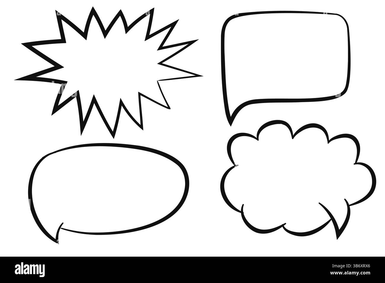 Cartoon speech bubbles in various shapes, including starburst , cloud ...