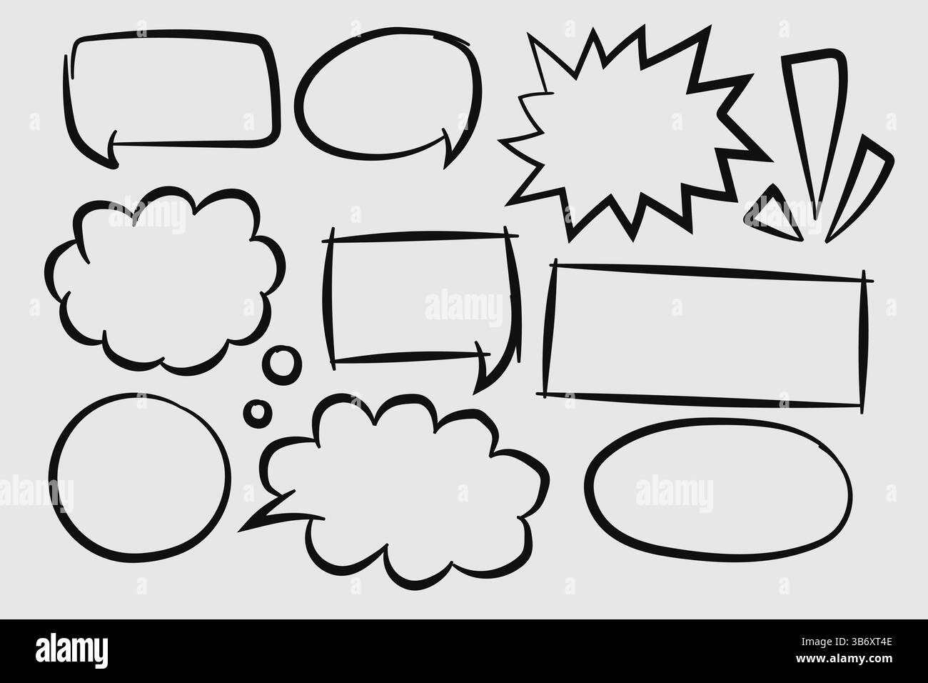 Hand-drawn doodle cartoon chat bubbles, including various shapes such ...