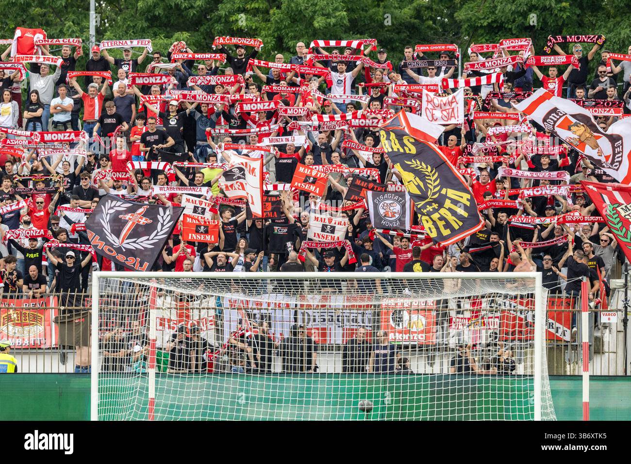 Monza, Italy. 04th May, 2025. scarves Ac Monza fans during serie A ...