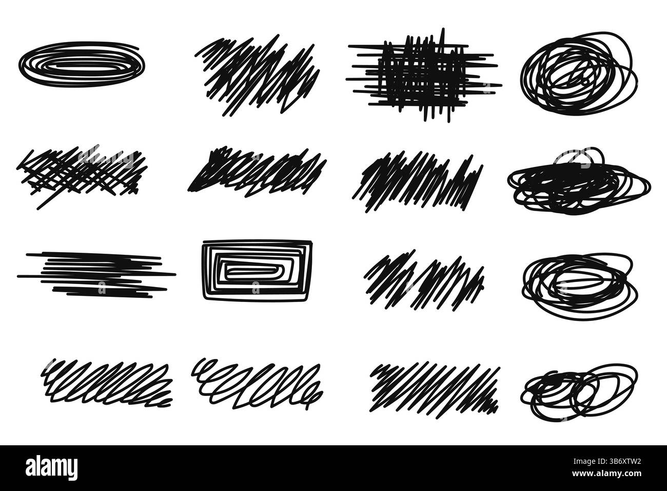Abstract pen sketch random scribbles collection.Vector illustration ...