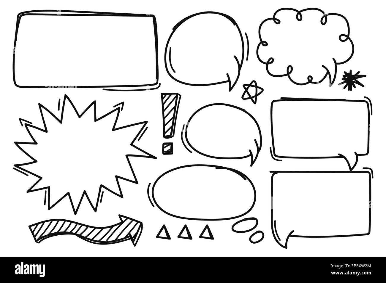 Cartoon speech bubbles in various shapes, including starburst , cloud ...