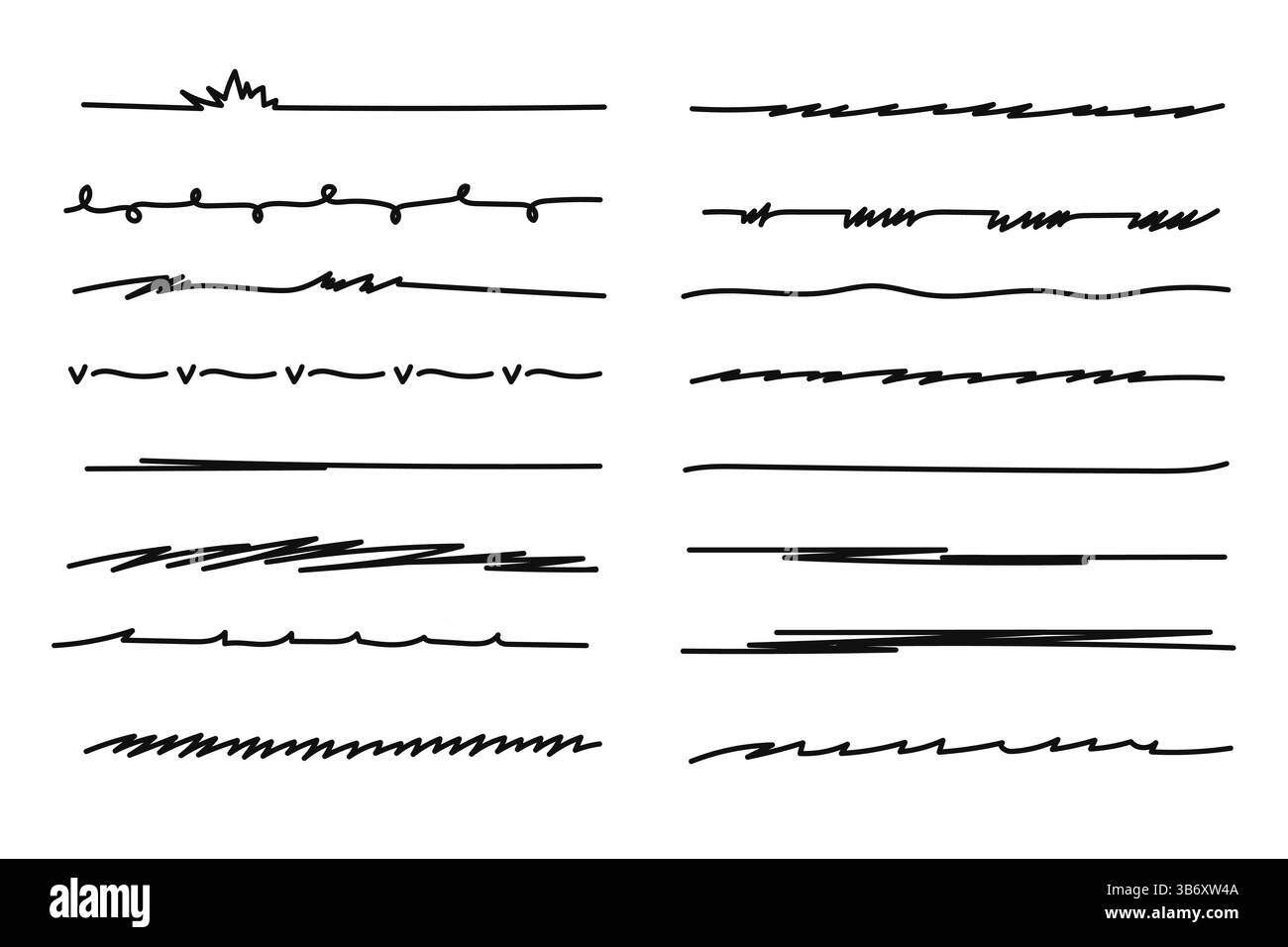 Marker scribble elements collection. Hand drawn strokes, underlines ...