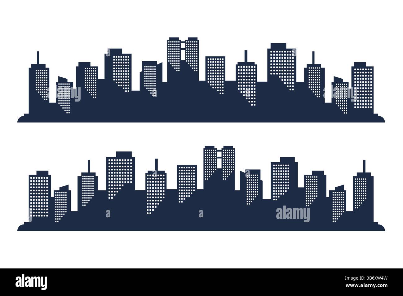 A minimalistic and clean silhouette of a city skyline with tall ...