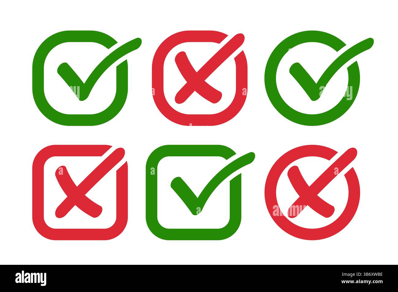 Checkmark icons blue,green,black and red right and wrong choices on ...