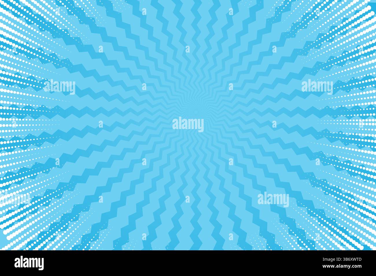 Starburst Cartoon Blue Waves and Halftone Background Vector ...