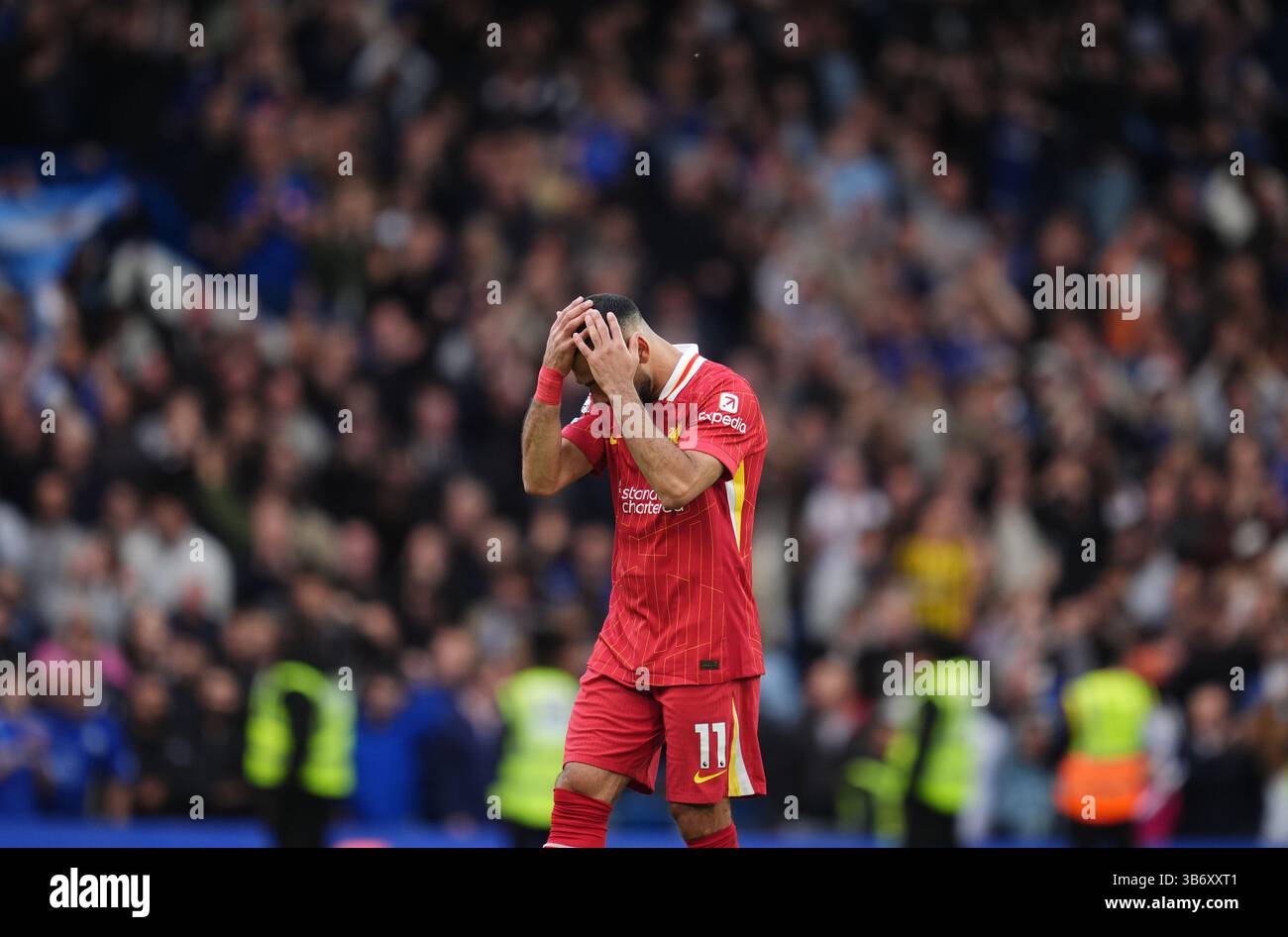 Liverpool's Mohamed Salah after conceding the third goal during the ...