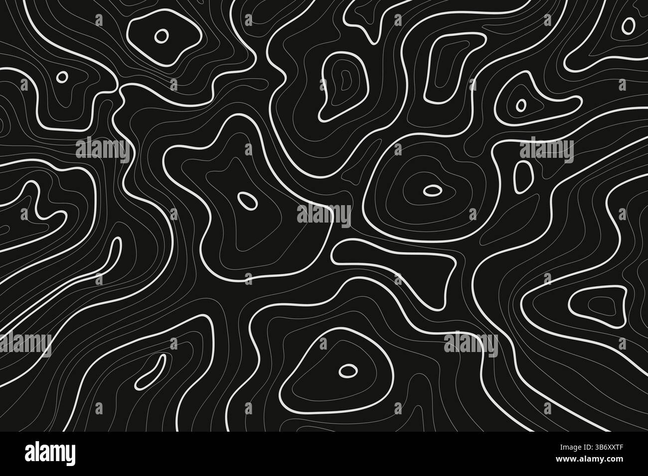 Stylized Black and White Topographic Contours. Vector illustration ...