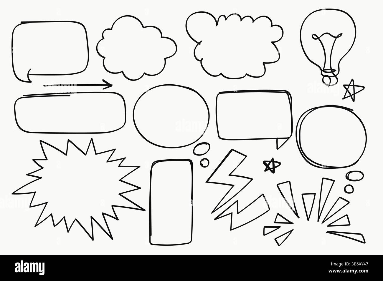 Cartoon speech bubbles in various shapes, including starburst , cloud ...