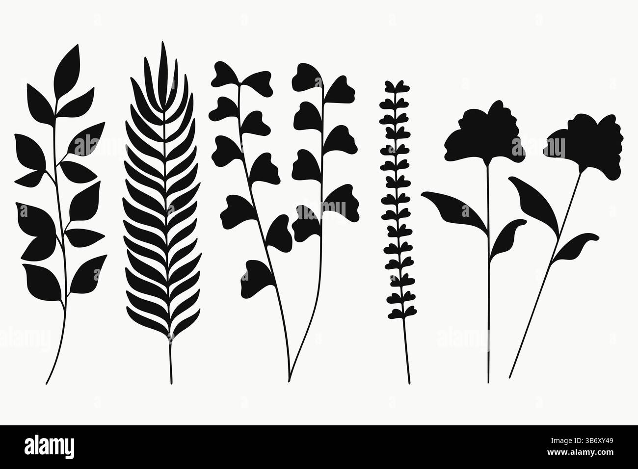 Botanical Silhouette Leaves Collection.Vector illustration Stock Vector ...