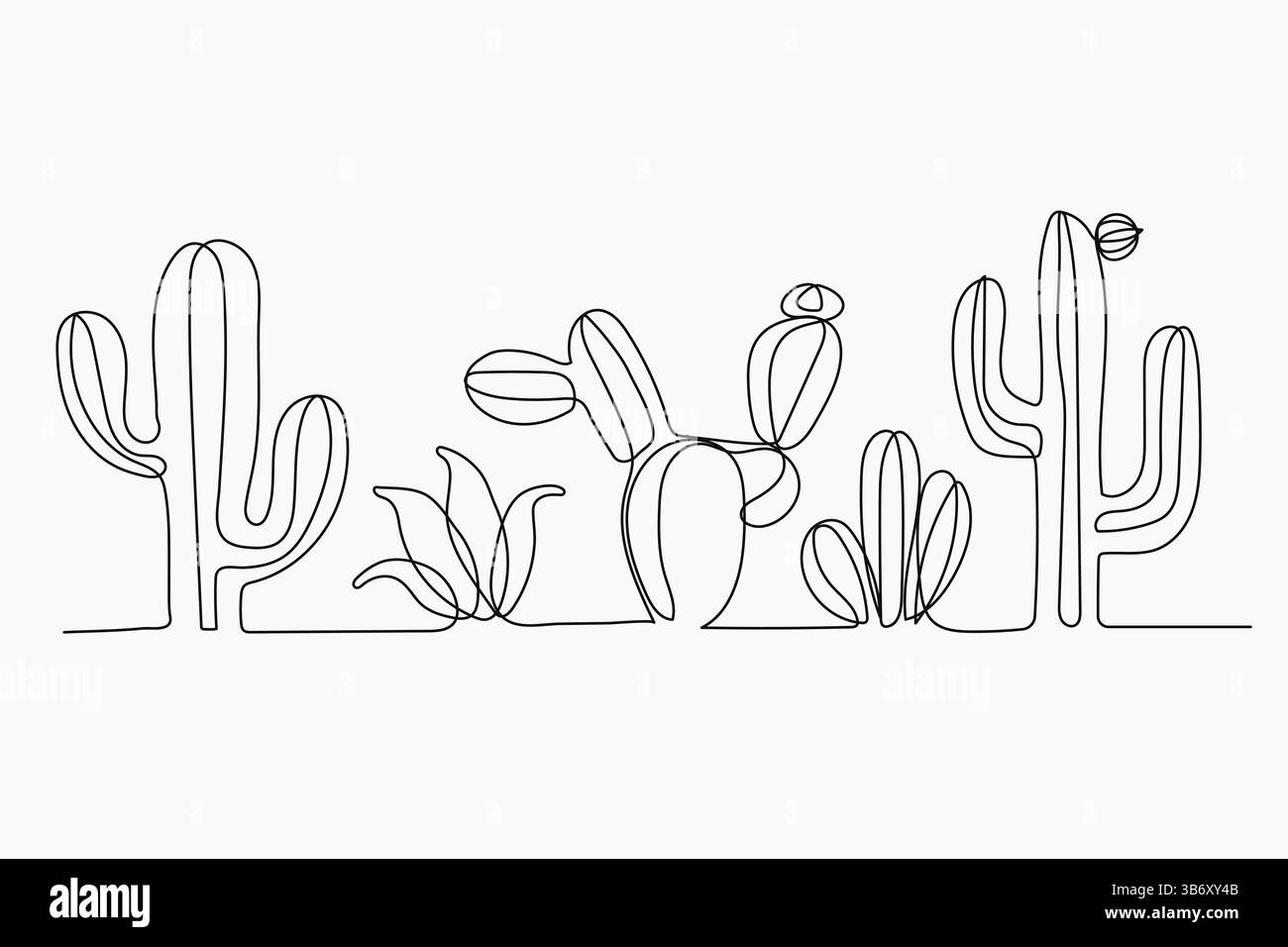 Cactus Continuous Line Art Hand Drawing. Vector illustration Stock ...