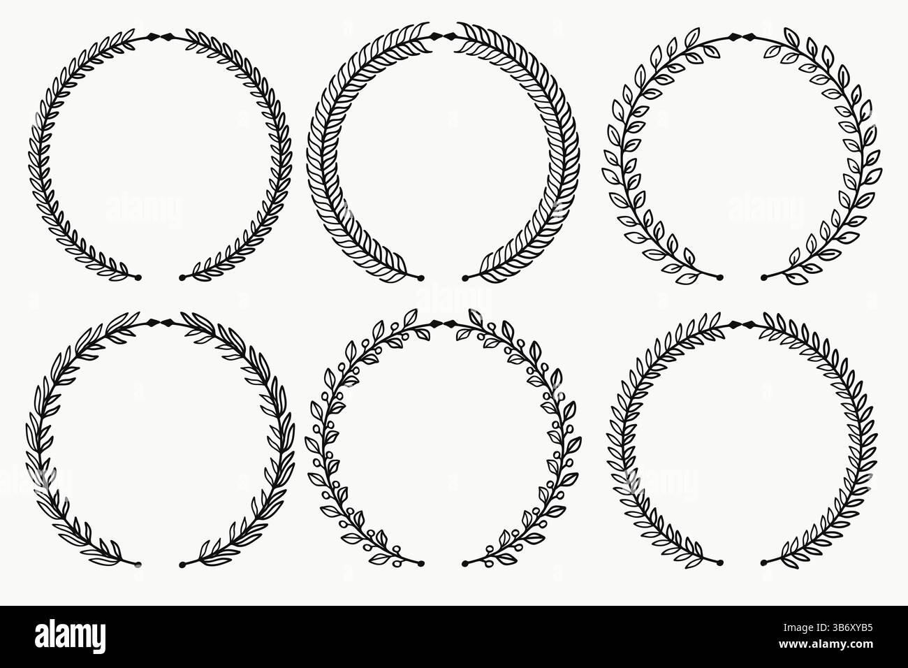 Laurel Wreath Circle Border Vintage style Collection.Vector ...