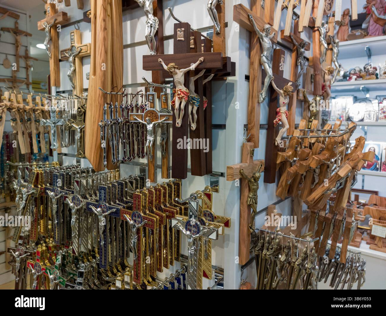 RELIGIOUS ARTICLES ON DISPLAY INSIDE THE SOUVENIRS STORE IN VATICAN ...