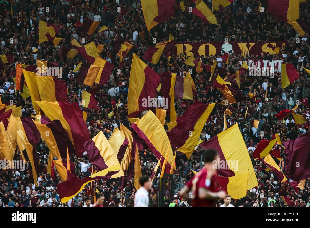 Rome, Italy. 04th May, 2025. AS Roma ultras curva sud during AS Roma vs ...
