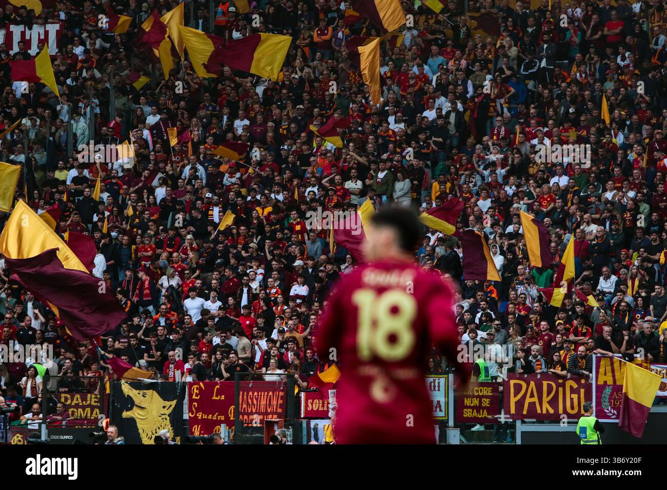Rome, Italy. 04th May, 2025. AS Roma ultras curva sud Roma ultras curva ...