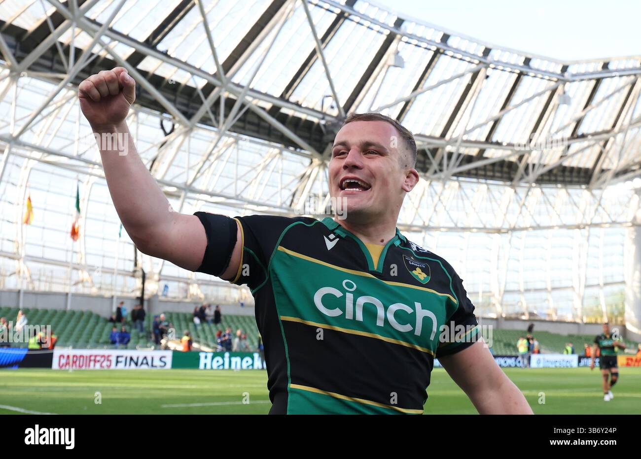 Northampton Saints' Curtis Langdon celebrates victory after the ...