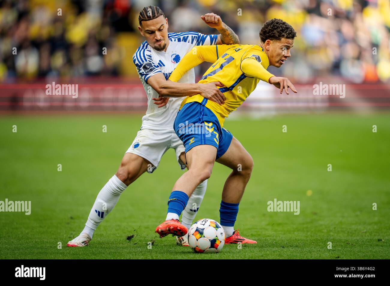Broendby, Denmark. 04th May, 2025. FC Koebenhavn's Jordan Larsson and ...